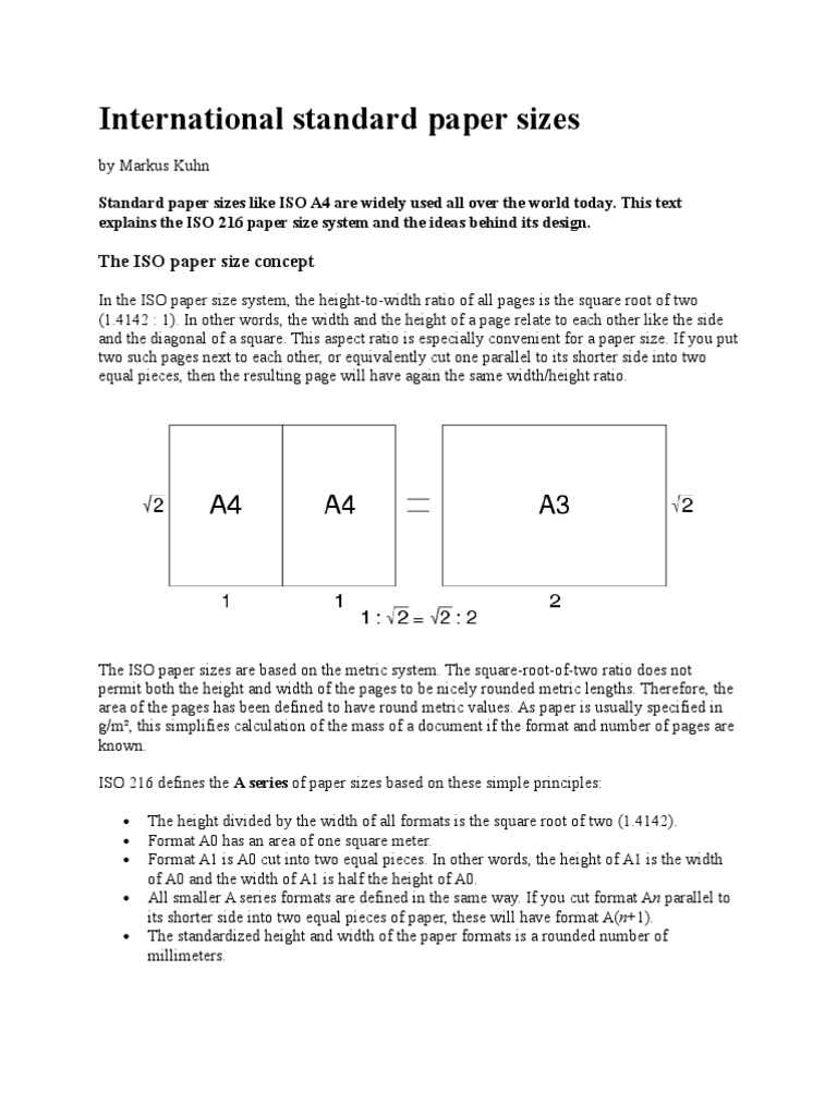 International Standard Paper Size Concept | PDF | Business