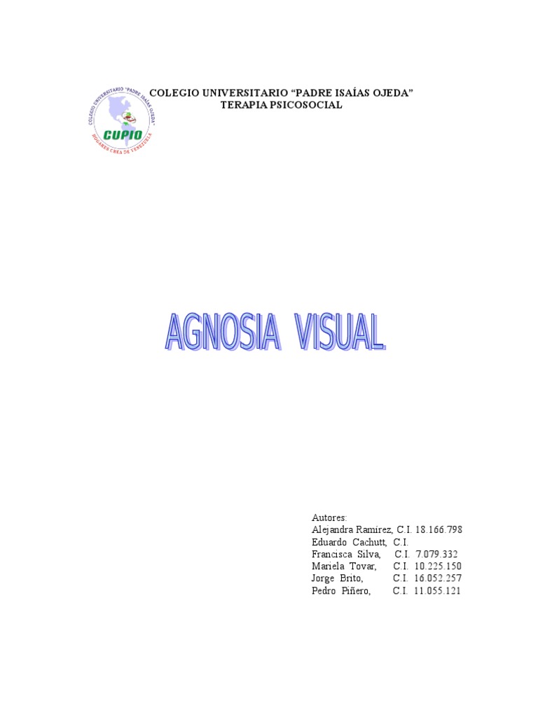 Agnosia Visual: Definición y Causas | PDF | Percepción | Cerebro