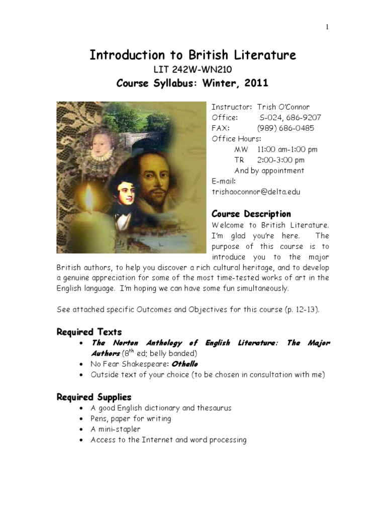 Syllabus - Introduction To British Literature | Download Free PDF ...