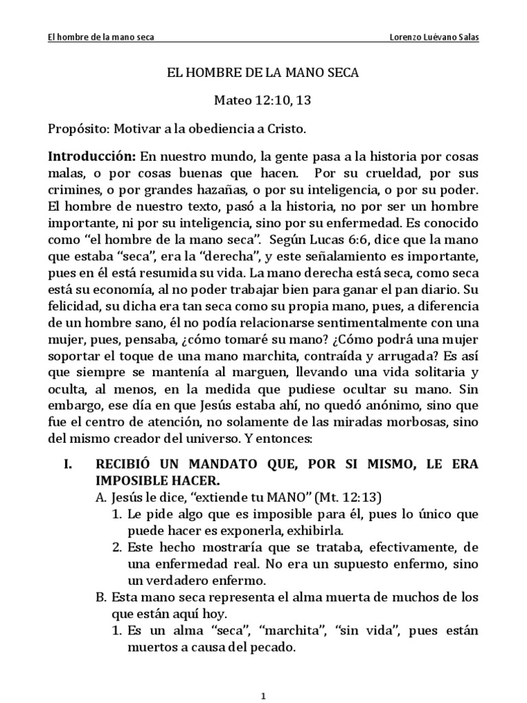010 El Hombre de La Mano Seca | PDF | Pecado | Jesús