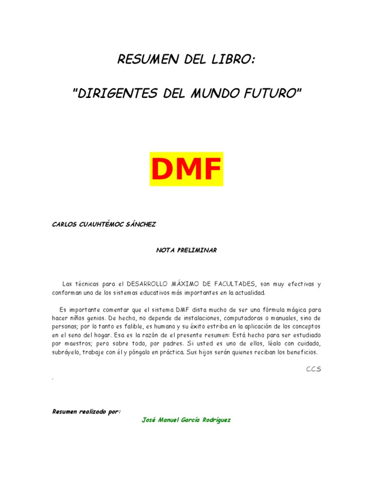 Resumen Del Libro Dirigentes Del Mundo Futuro CCS | PDF | Adultos | Cerebro