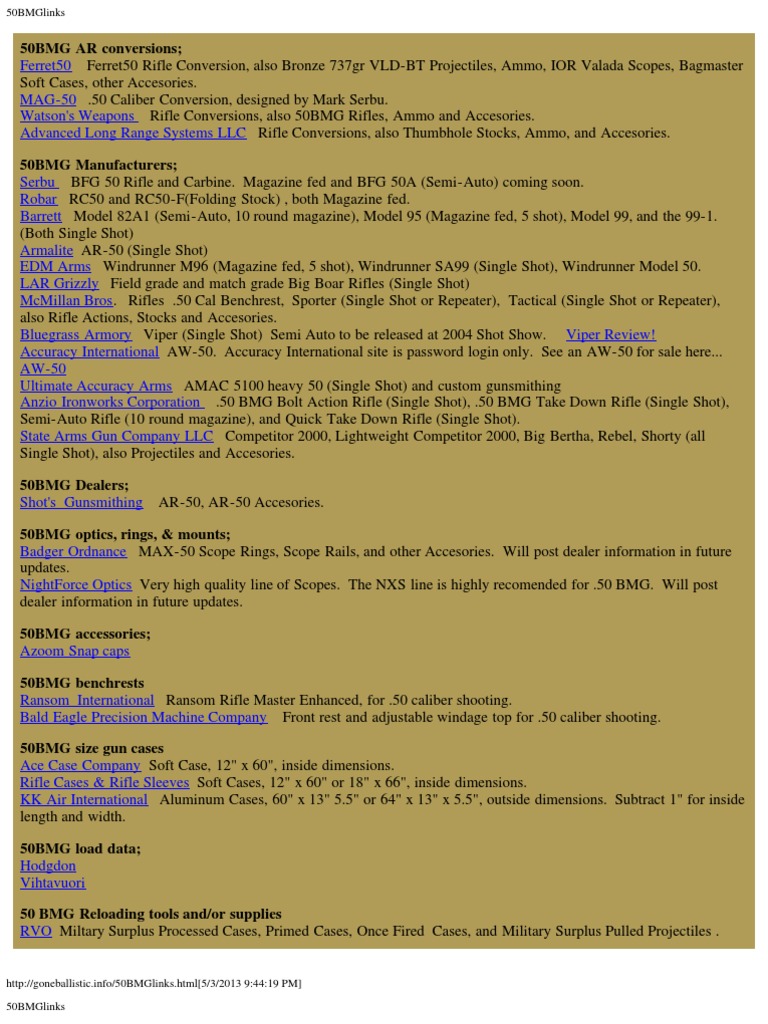 50 BMG Links | PDF | Firearms | Projectile Weapons