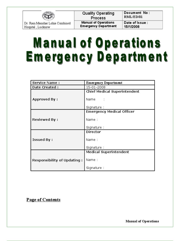 Emergency Department Policy | Emergency Department | Emergency Medical ...