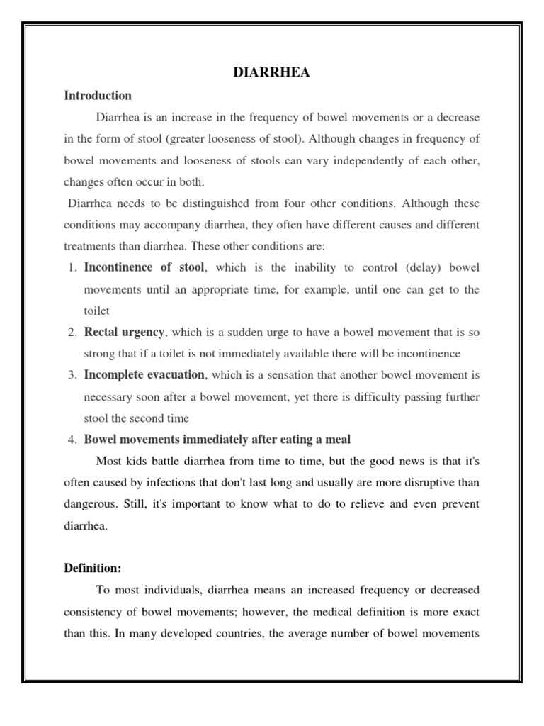 Diarrhea: Definition | PDF | Diarrhea | Human Feces