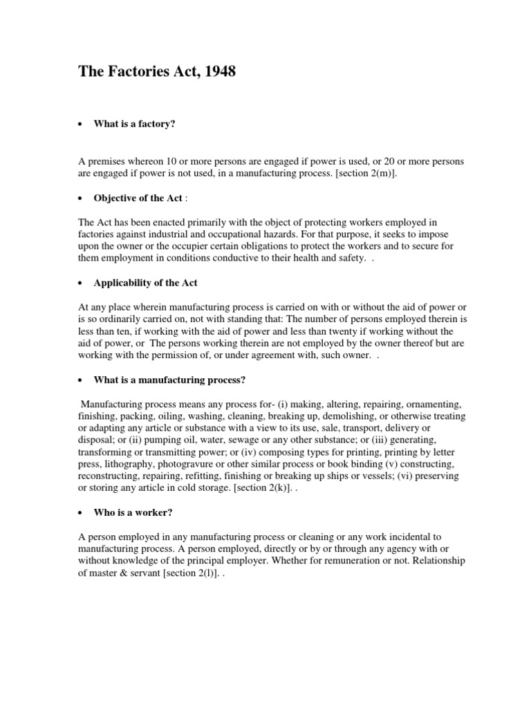 The Factories Act 1948 | PDF | Elevator | Occupational Safety And Health