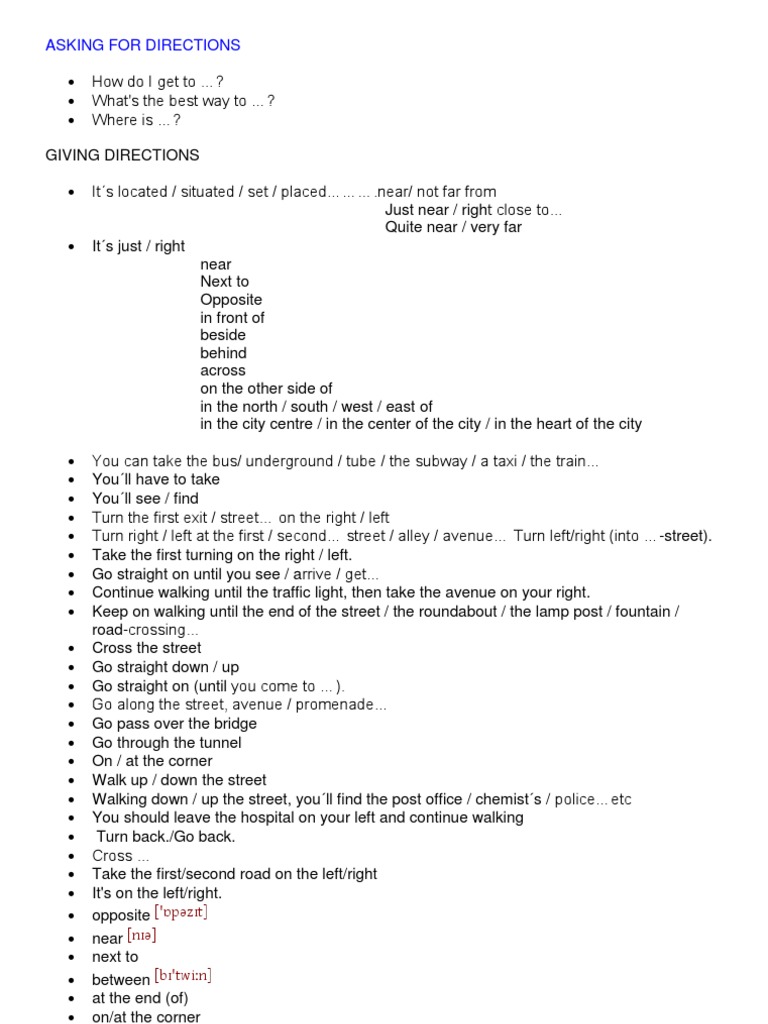 Asking and Giving Directions Guide | PDF | Poetry
