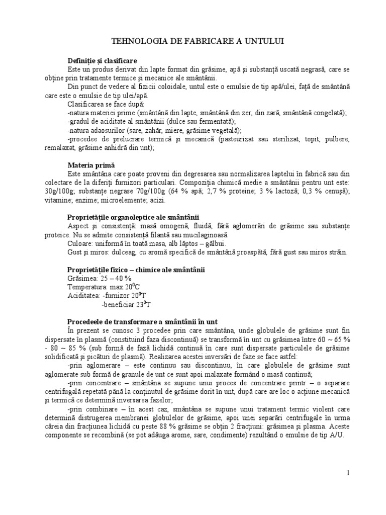 Tehnologia de Fabricare A Untului | PDF