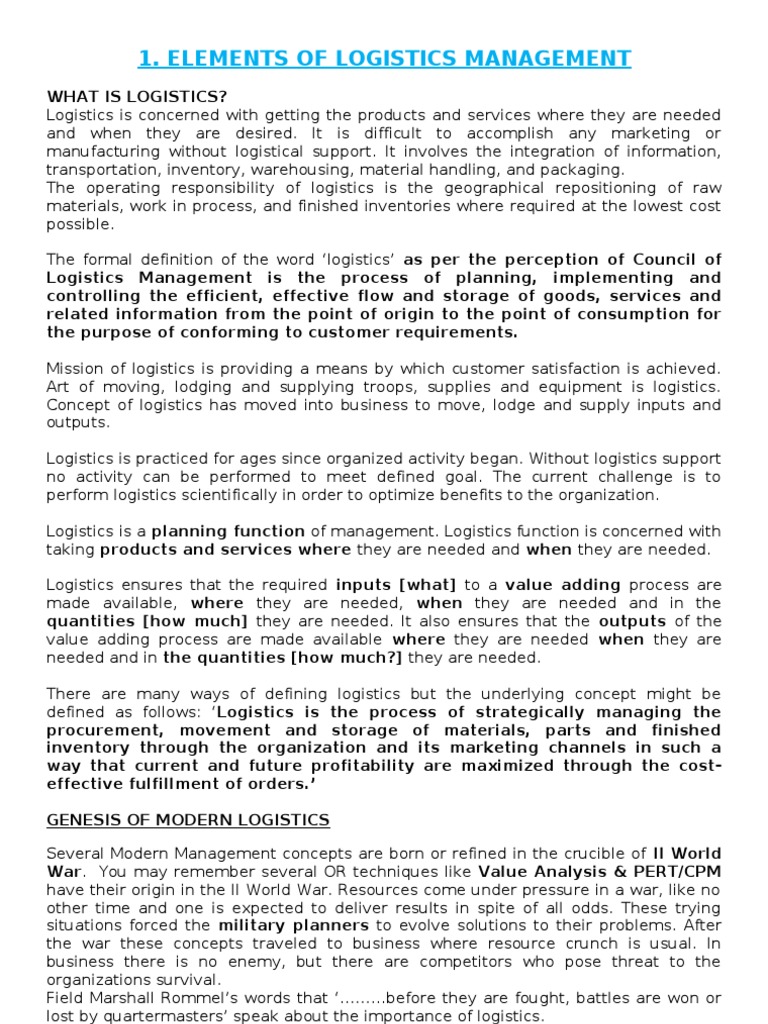 Logistics Management | PDF | Logistics | Supply Chain Management
