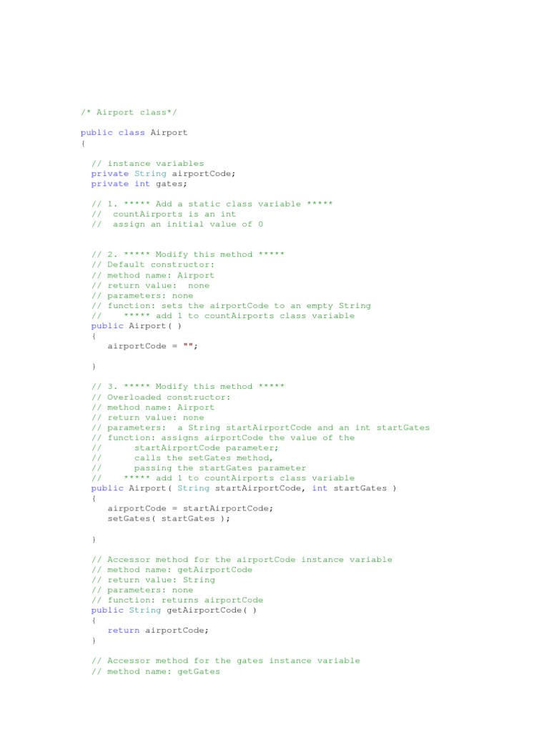 CSCI213 Spring2013 Templates Airport - Java | PDF | Method (Computer ...
