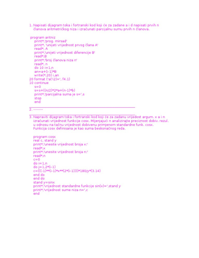 Fortran Vjezbe 1 | PDF