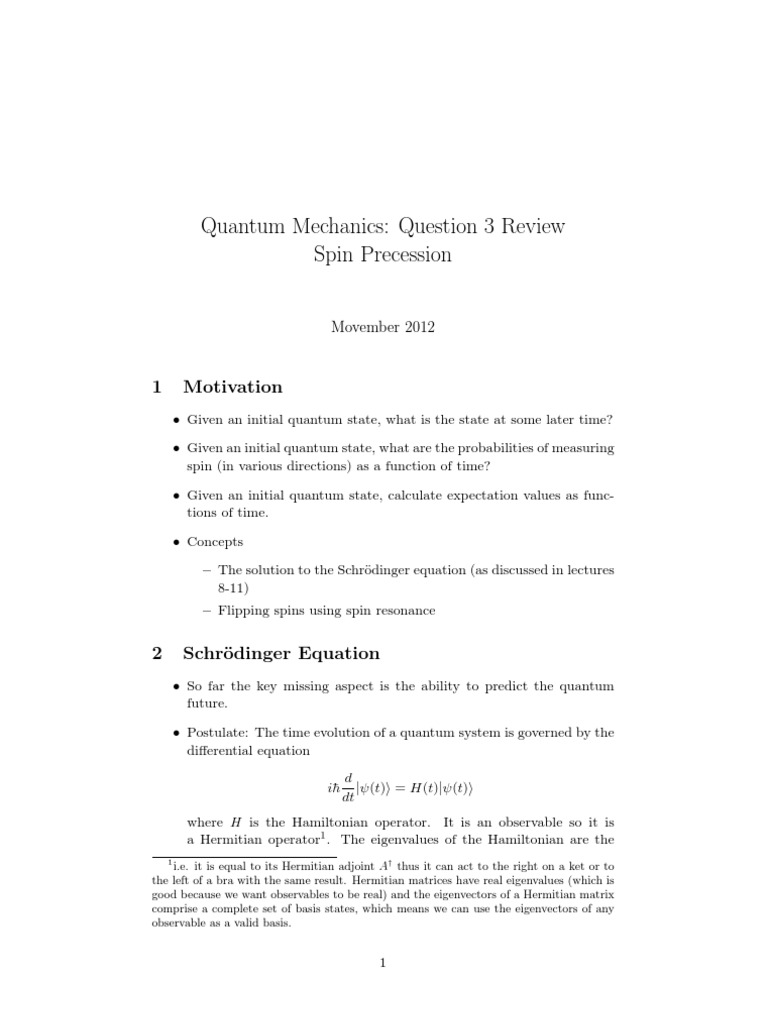 Larmor Precession in Quantum Mechanics | PDF | Eigenvalues And Eigenvectors | Spin (Physics)