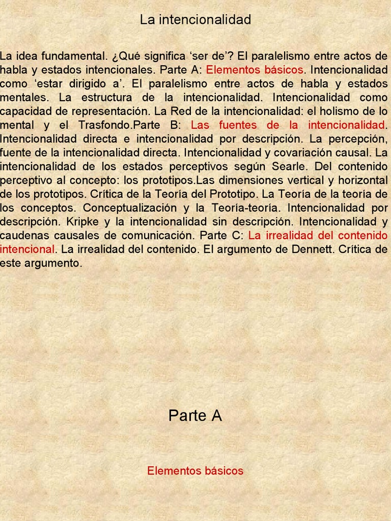 Estructura y fuentes de la intencionalidad | PDF