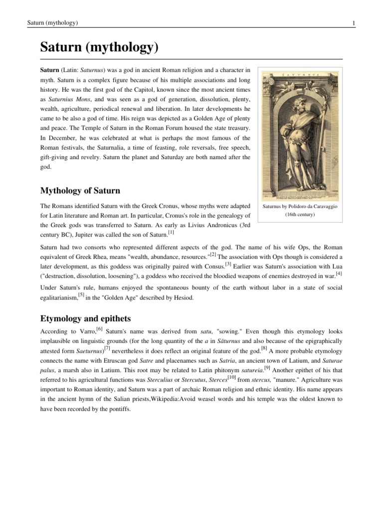 Saturn (Mythology) | PDF | Ancient Roman Religion | Deities