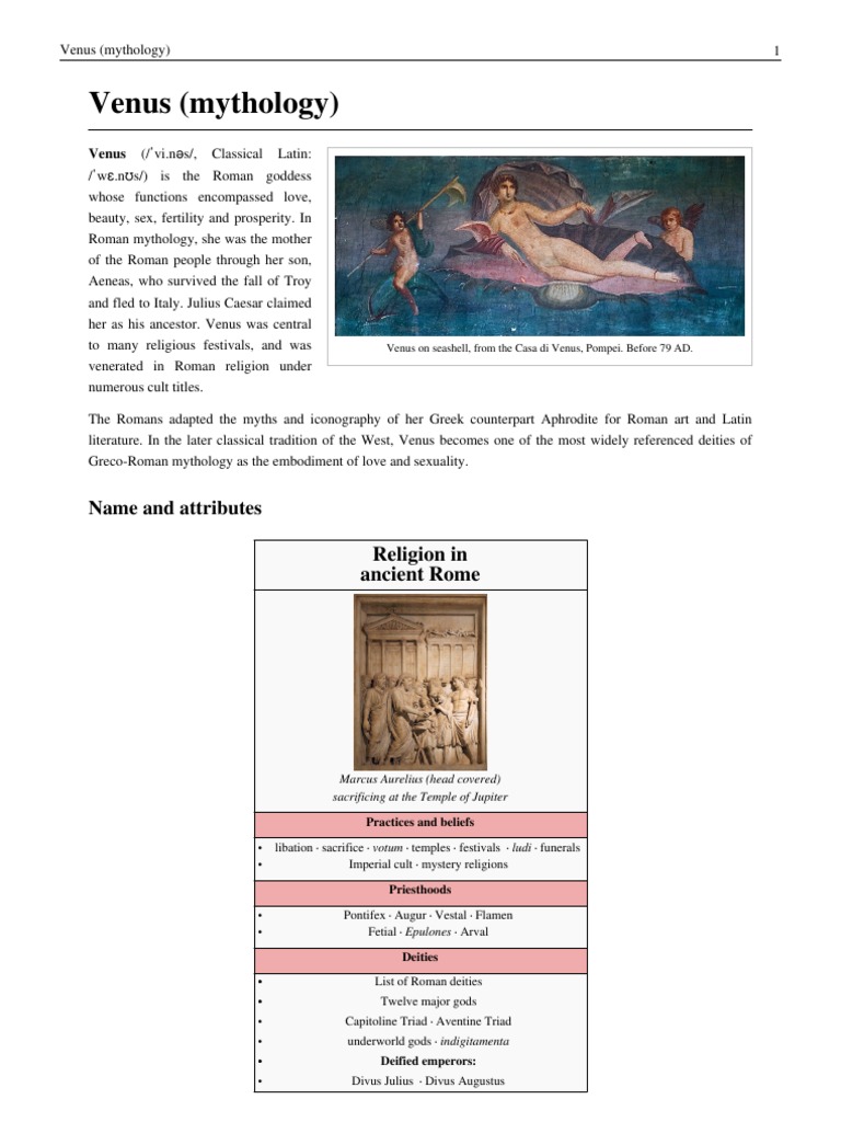 Venus (Mythology) | Ancient Roman Religion | Classical Antiquity