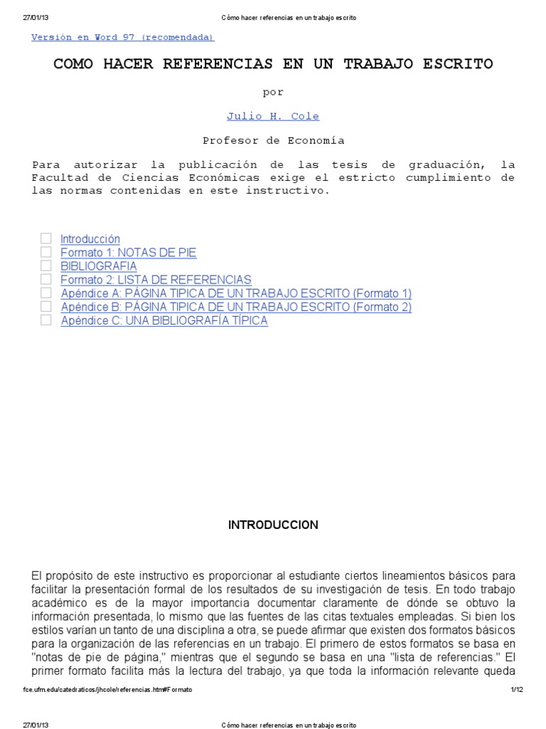 Cómo Hacer Referencias en Un Trabajo Escrito | PDF | Comillas ...