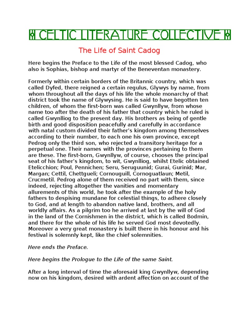 Life and Legacy of Saint Cadog | PDF | Baptism | Sacred