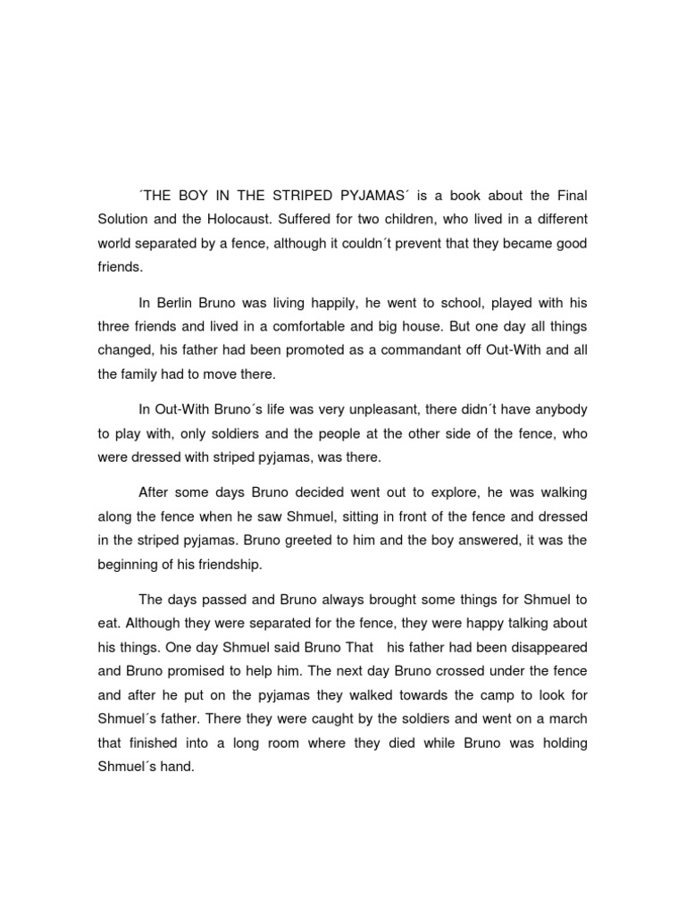 The Boy in the Striped Pajamas Summary | PDF