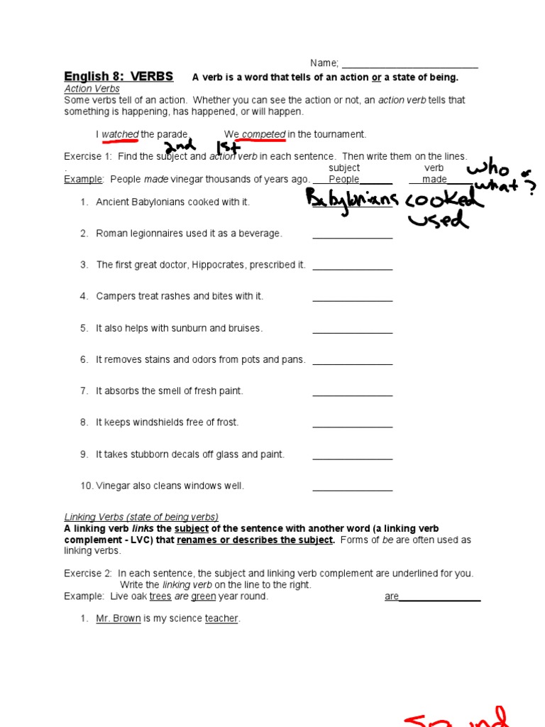 Verbs Action Linking Helping | PDF | Grammatical Tense | Verb