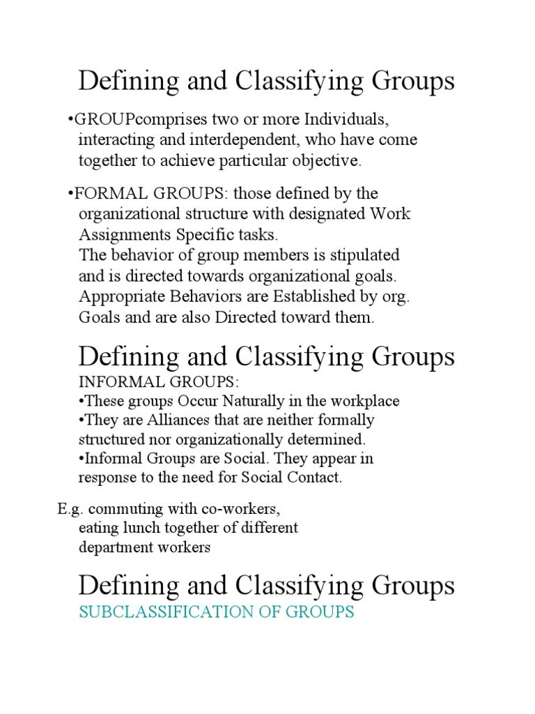 Defining and Classifying Workplace Groups | PDF | Norm (Social ...