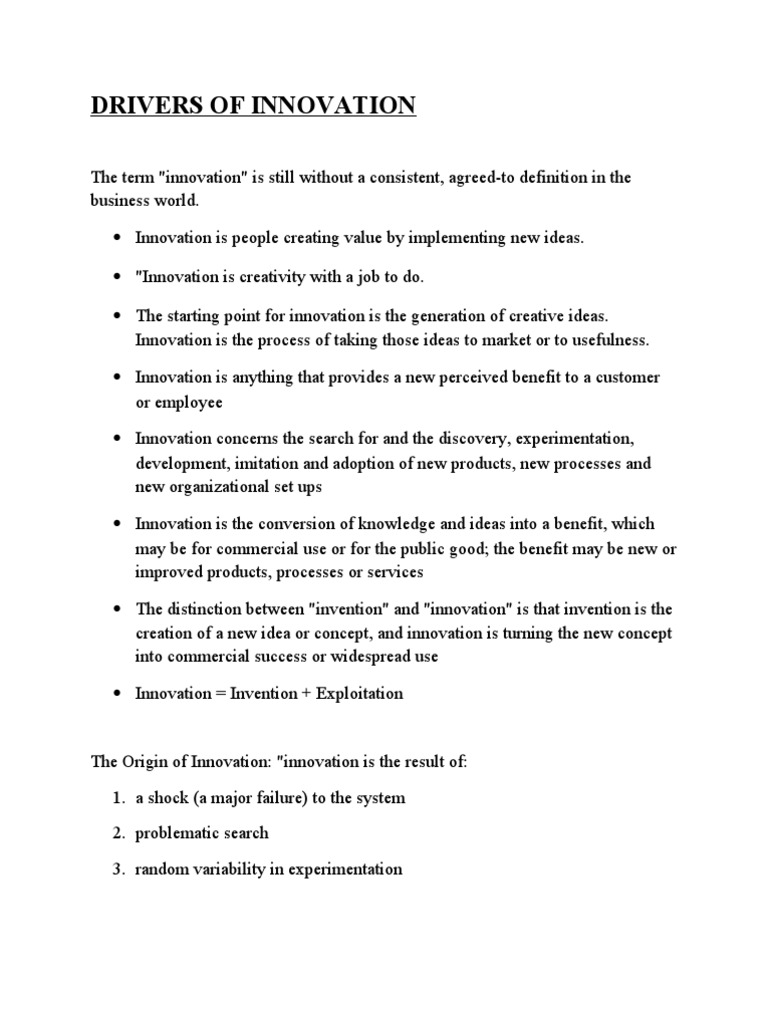Drivers of Innovation | Download Free PDF | Invention | Innovation