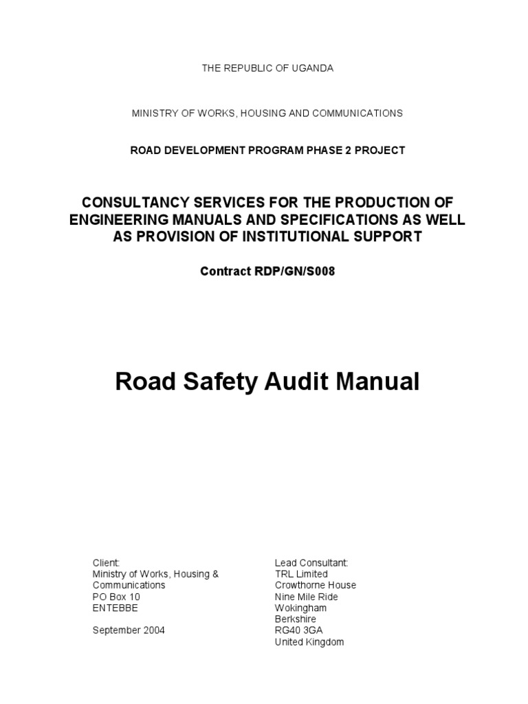 Uganda Road Safety Audit Manual FINAL2-New | PDF | Audit | Traffic
