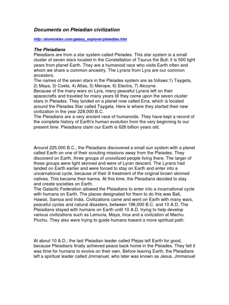 Documents On Pleiadian Civilization | PDF | Universe | Free Will