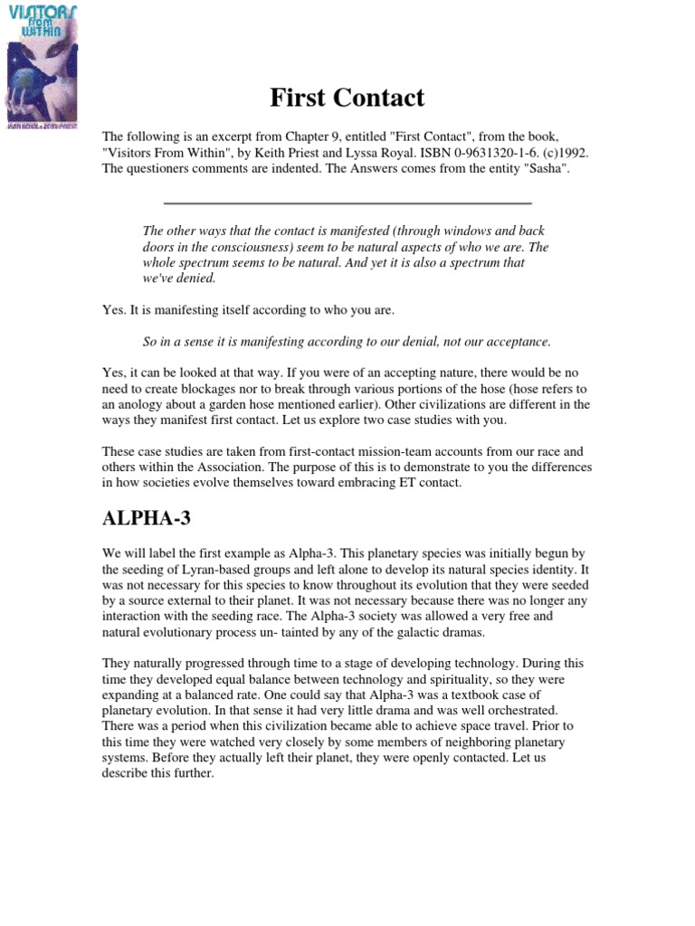 First Contact | PDF | Dream | Reality
