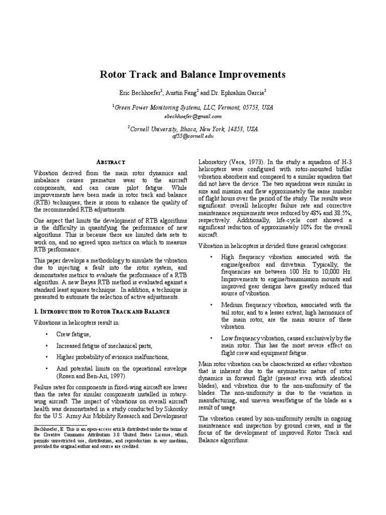 Rotor Track and Balance Improvements | PDF | Statistical Hypothesis ...