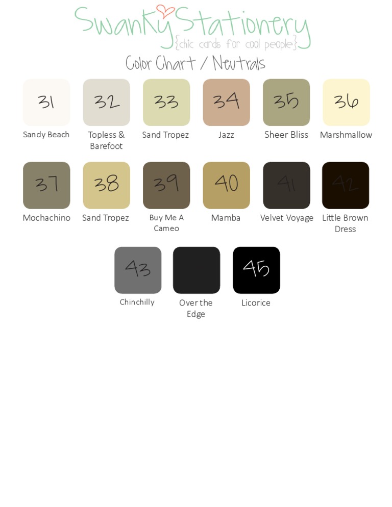 SwankyStationery - Neutral Color Chart | PDF