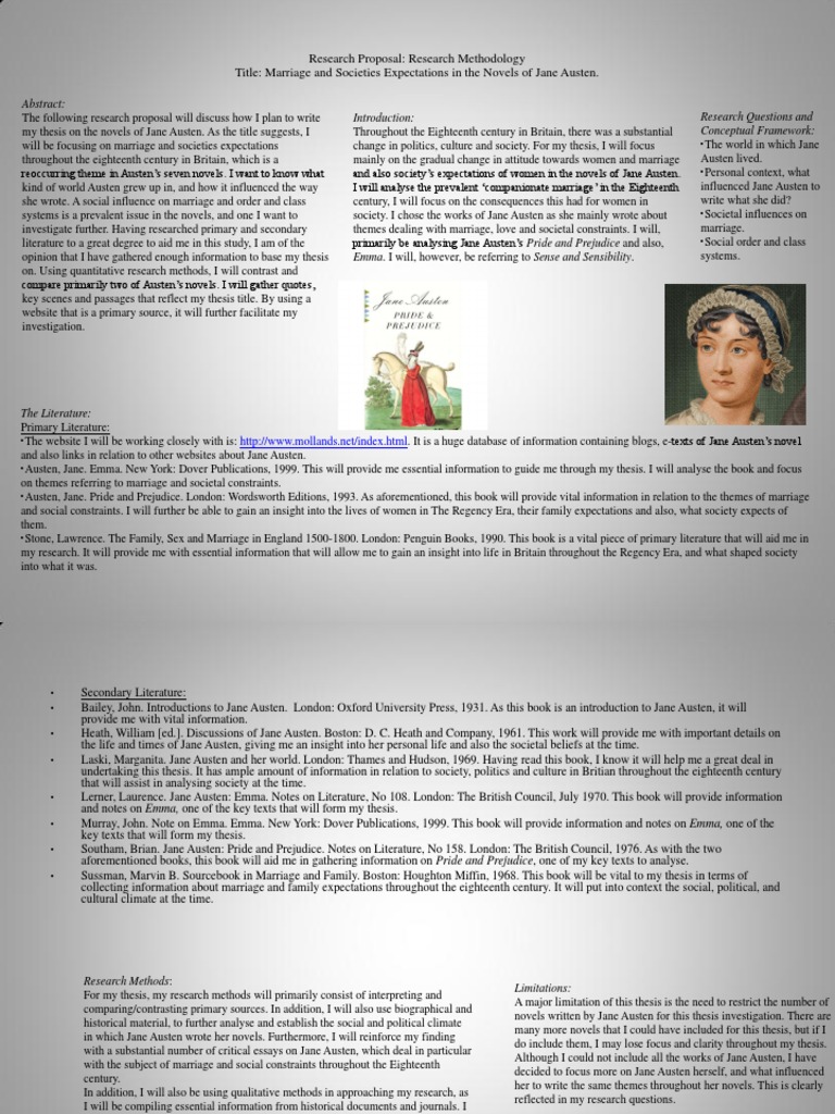 Research Proposal Posters | PDF | Jane Austen | Pride And Prejudice