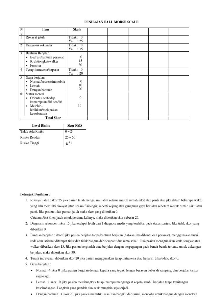 ASSESSING FALL RISK USING THE MORSE FALL SCALE | PDF