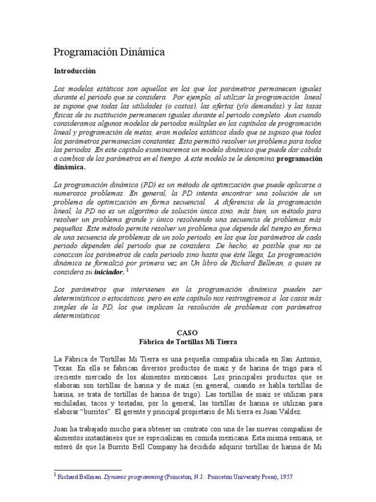 Programación Dinámica | PDF | Programación dinámica | Toma de decisiones