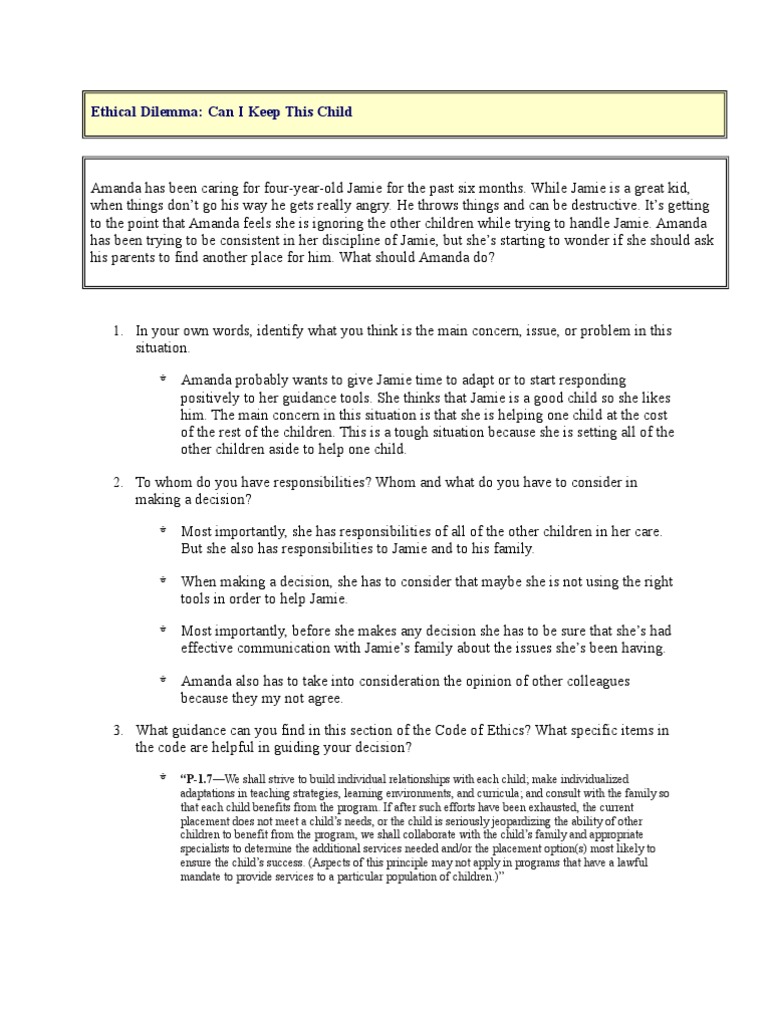 Ethical Dilemma | PDF | Early Childhood Education | Parenting
