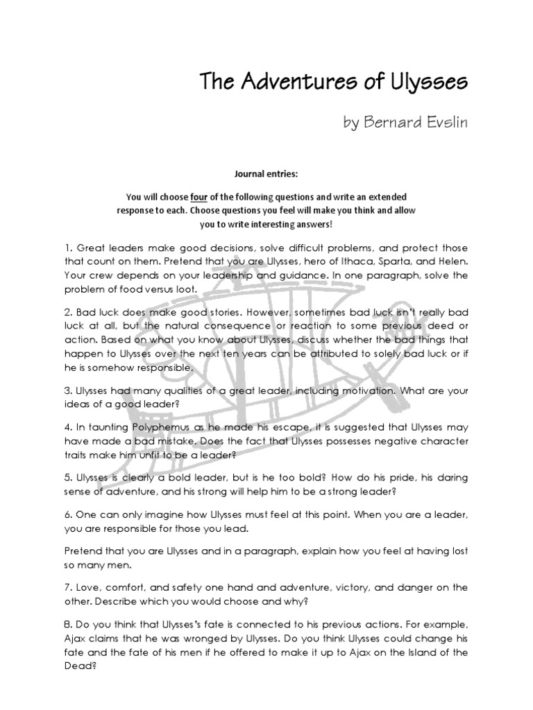 The Adventures of Ulysses Journal Entries PDF | PDF | Odysseus ...