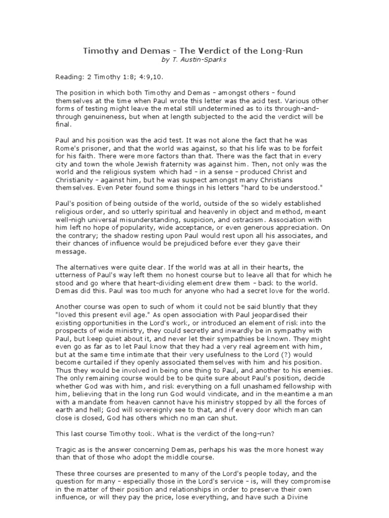Timothy and Demas | PDF | Paul The Apostle | Monotheistic Religions