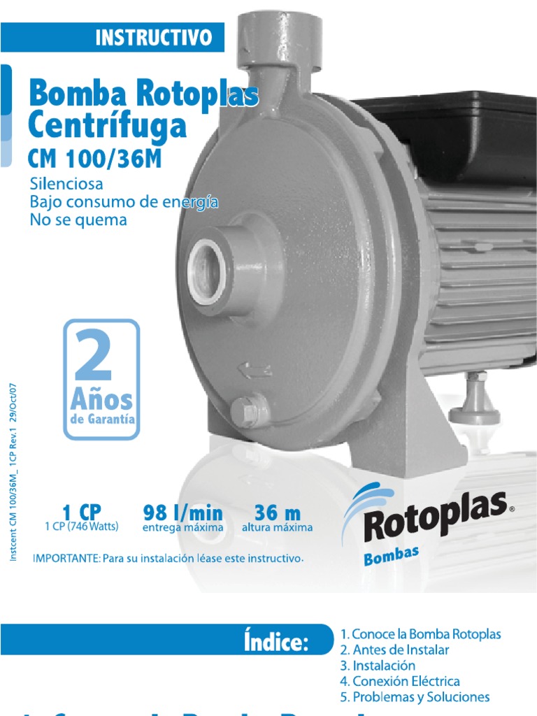 Guía de Uso y Garantía Bomba Rotoplas | PDF