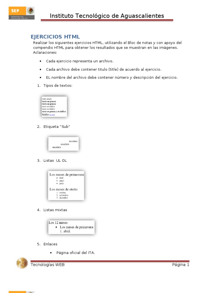 Ejercicios HTML | PDF