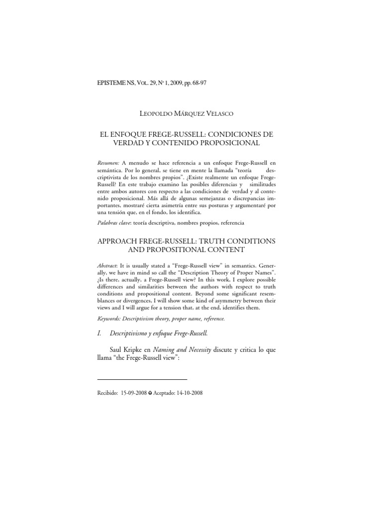 El Enfoque Frege - Russell | PDF