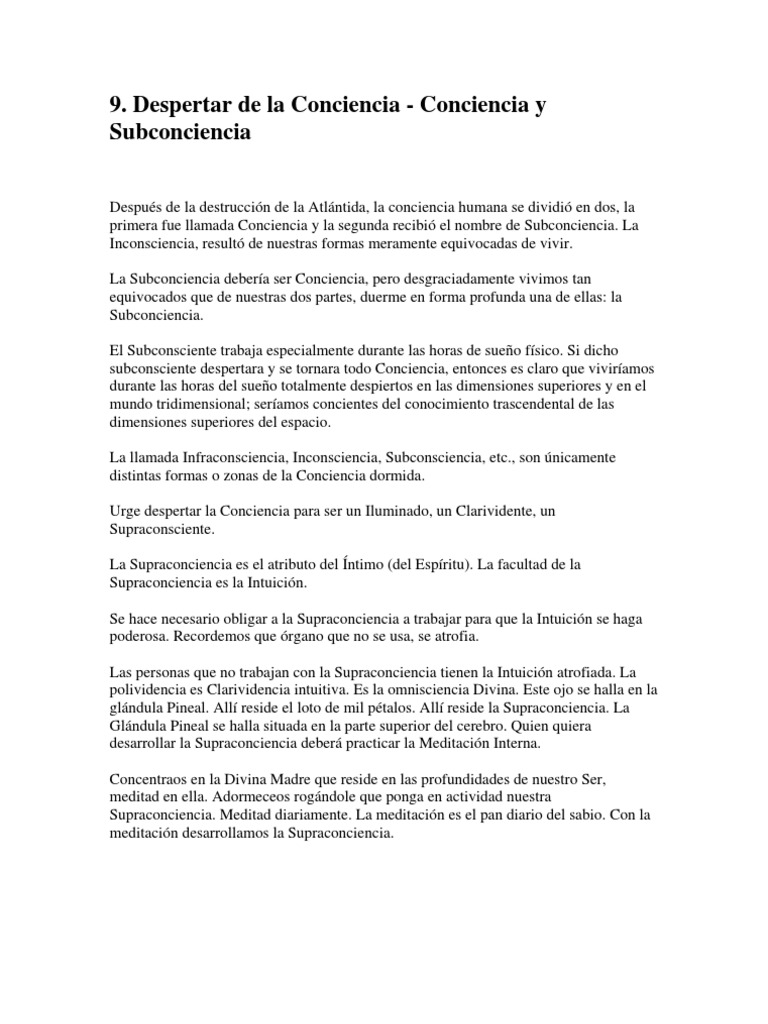 Despertar de La Conciencia - Conciencia y Subconciencia | PDF ...