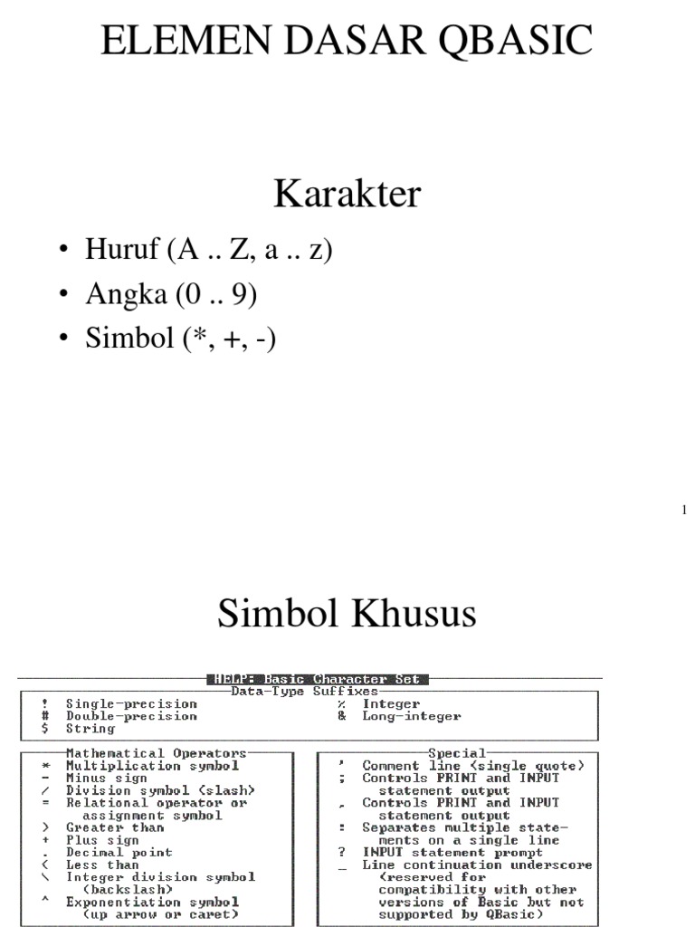 Elemen Dasar QBasic 1 Klas Pagi | PDF | Komputer