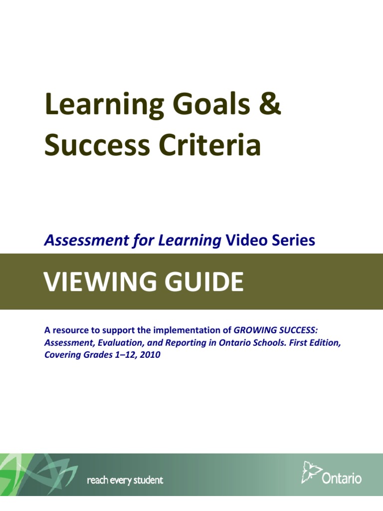 Success Criteria, Learning Intentions and Co-Construction | PDF ...