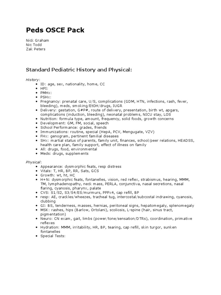 Pediatric OSCE Exam Guide | PDF | Anemia | Asthma