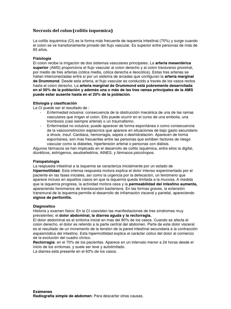 Necrosis del colon por colitis isquémica | PDF | Isquemia | Intestino ...