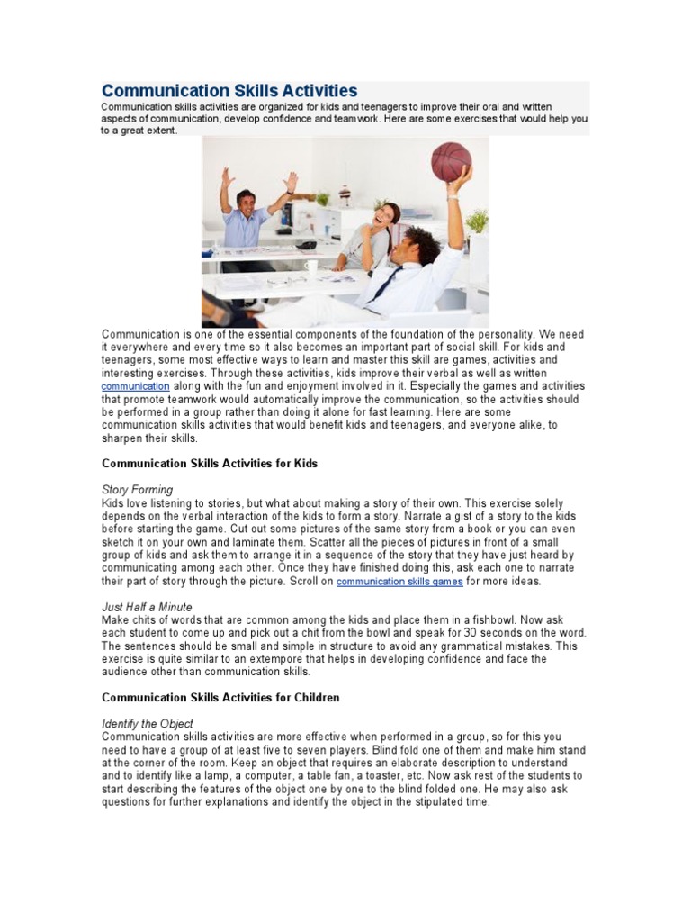 Communication Games and Activities Skills Activities | PDF ...