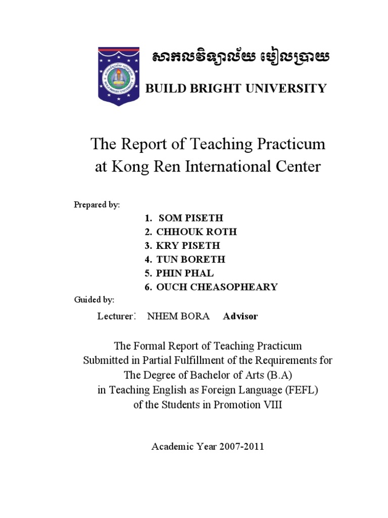 Practicum Report for BBU_ Final Edition | Lesson Plan | Foreign ...