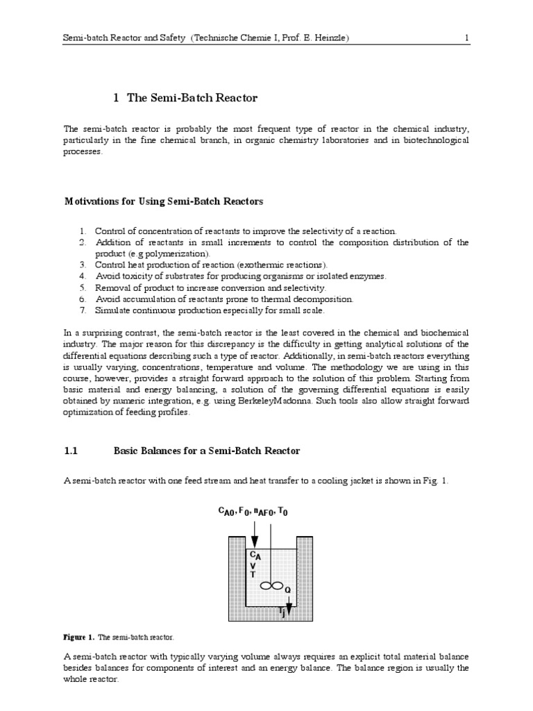 Semi-Batch Reactor | Reactor químico | Densidad