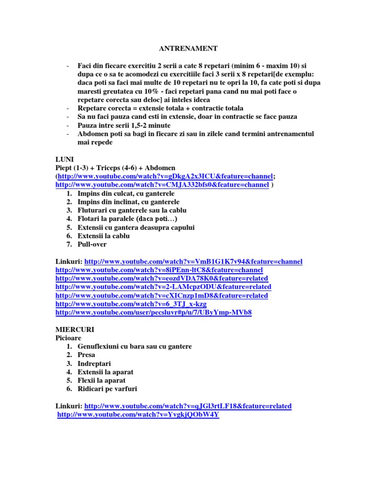 Antrenament Fitness (Fitness Program) | PDF