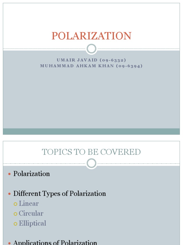 Polarization Presentation | PDF | Polarization (Waves ...