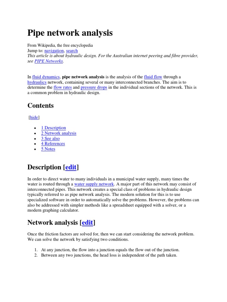Pipe Network Analysis | PDF | Applied Mathematics | Chemical Engineering