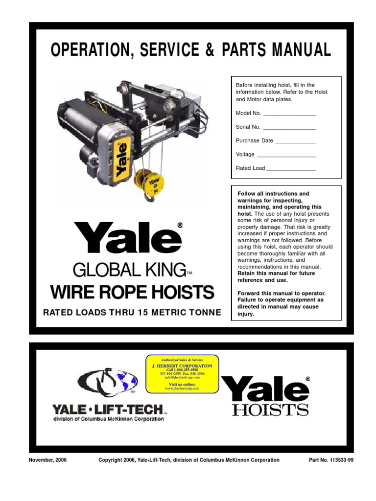 Operation Manual YALE | PDF | Bearing (Mechanical) | Switch